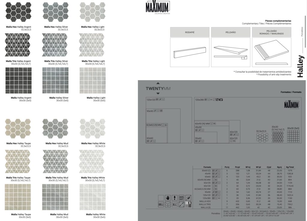 HALLEY: Azulejo Interior, Exterior, 20mm, Piscinas